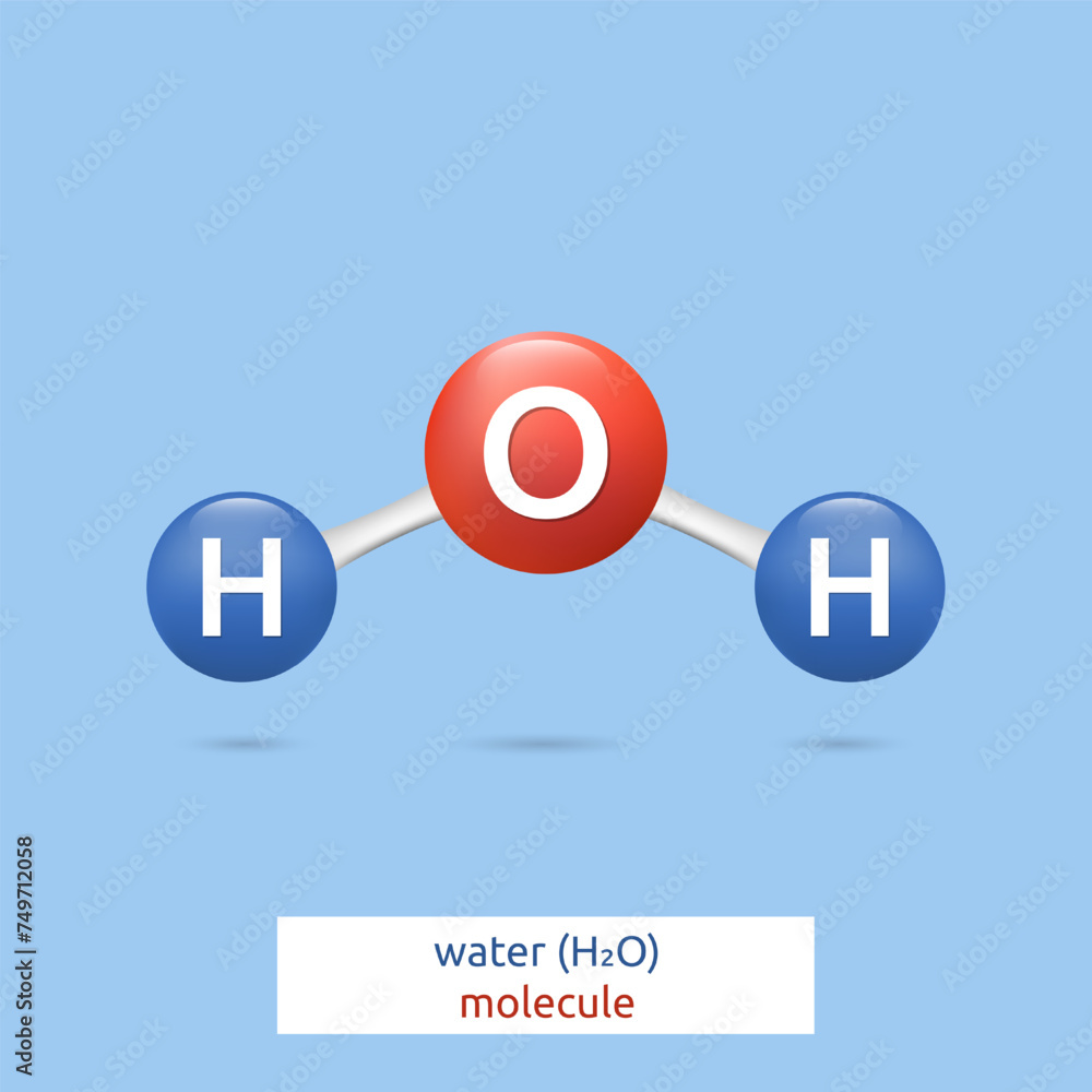 Water H2O molecule, Integrated particles hydrogen and oxygen, Chemistry ...