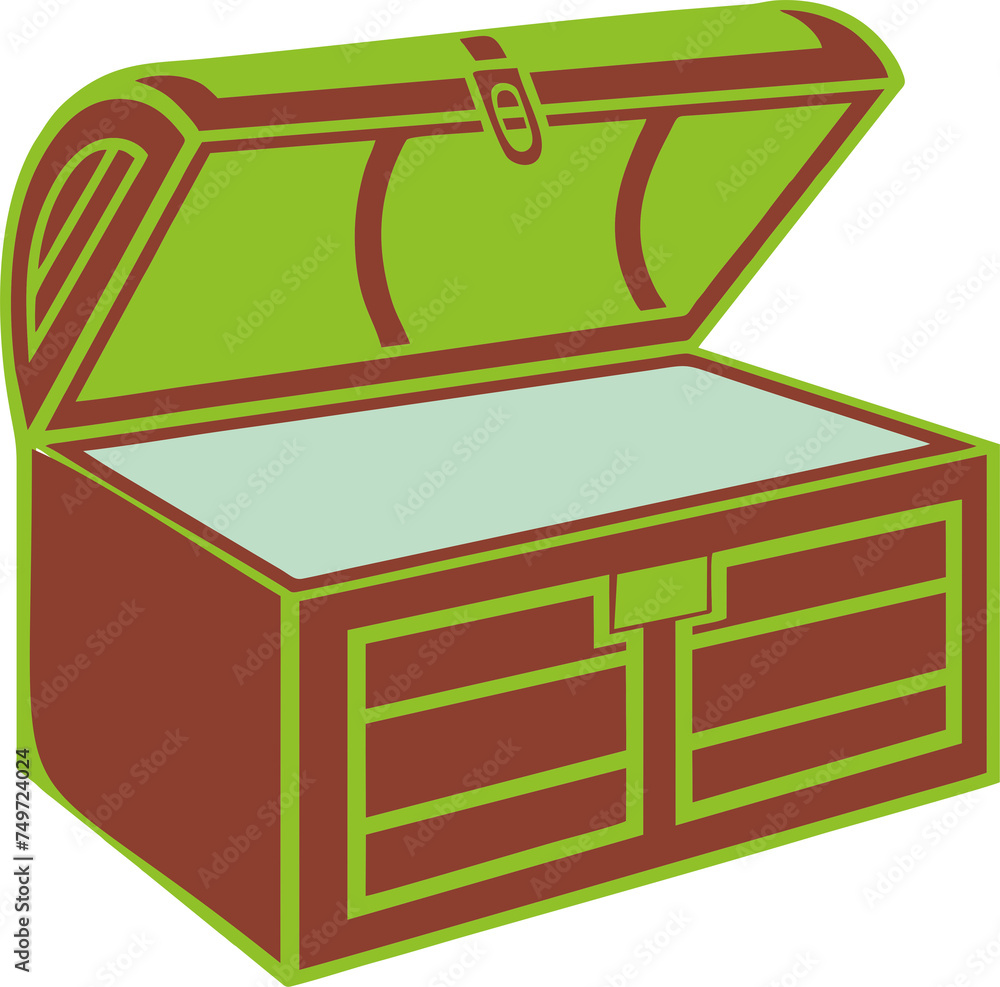 Open wooden box or Pandora box in 3d on transparent background ...