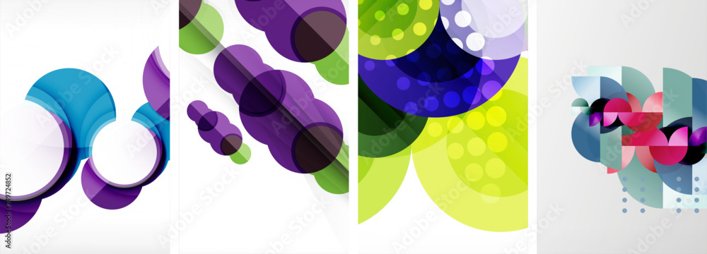 World of geometric elegance with abstract circle poster set. Circles ...