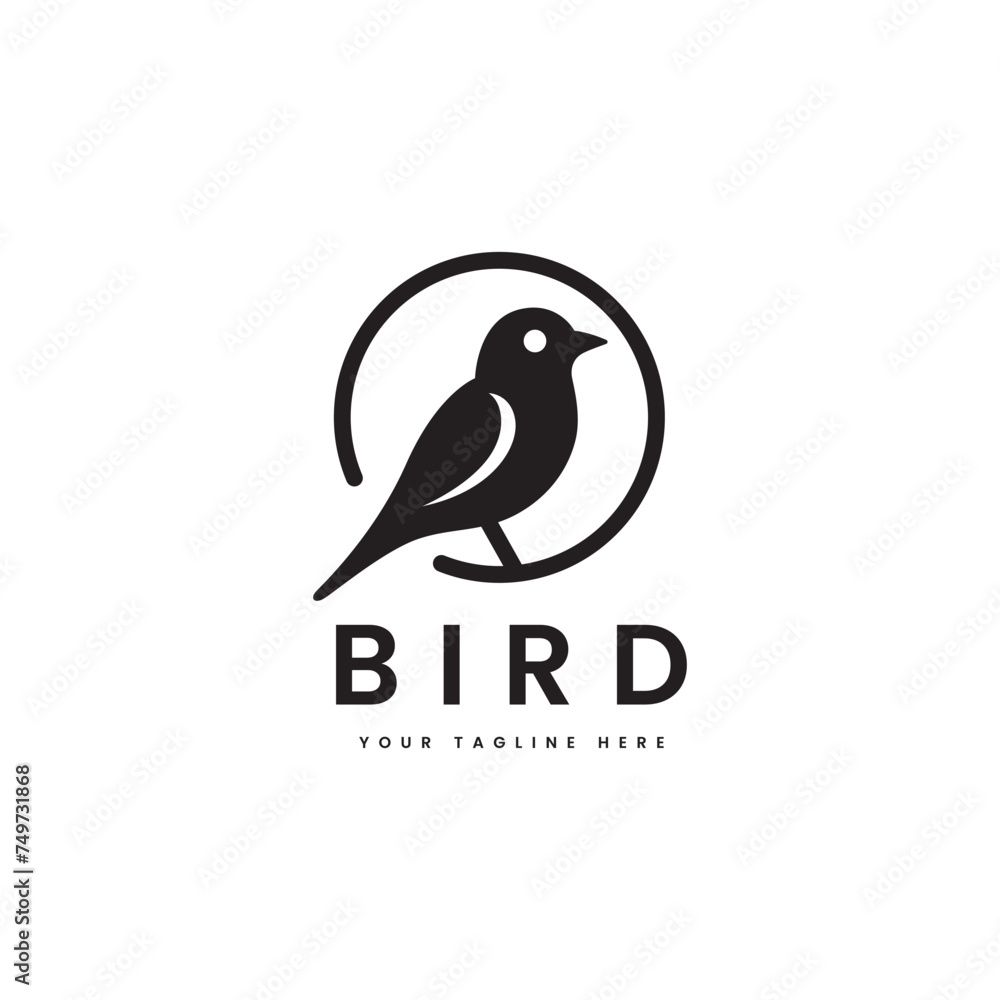 Bird logo in minimalist style. vector little bird silhouette. Suitable ...