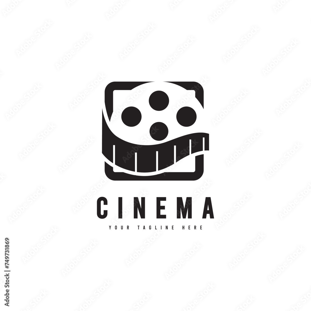 Cinema logo in minimalist style. vector digital broadcast silhouette ...