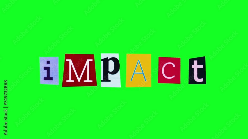 Template logo with the word impact made of moving letters on chroma key ...