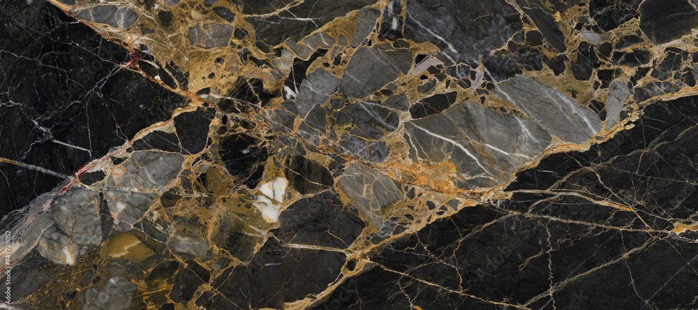 natural black Emperador marble texture with golden veins, black high ...