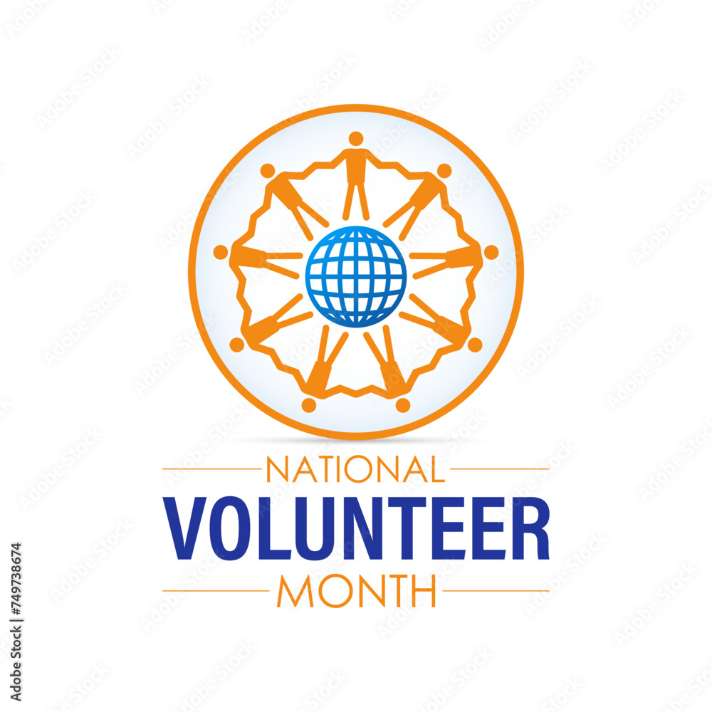 National Volunteer Month celebrated every year of April, Vector banner ...