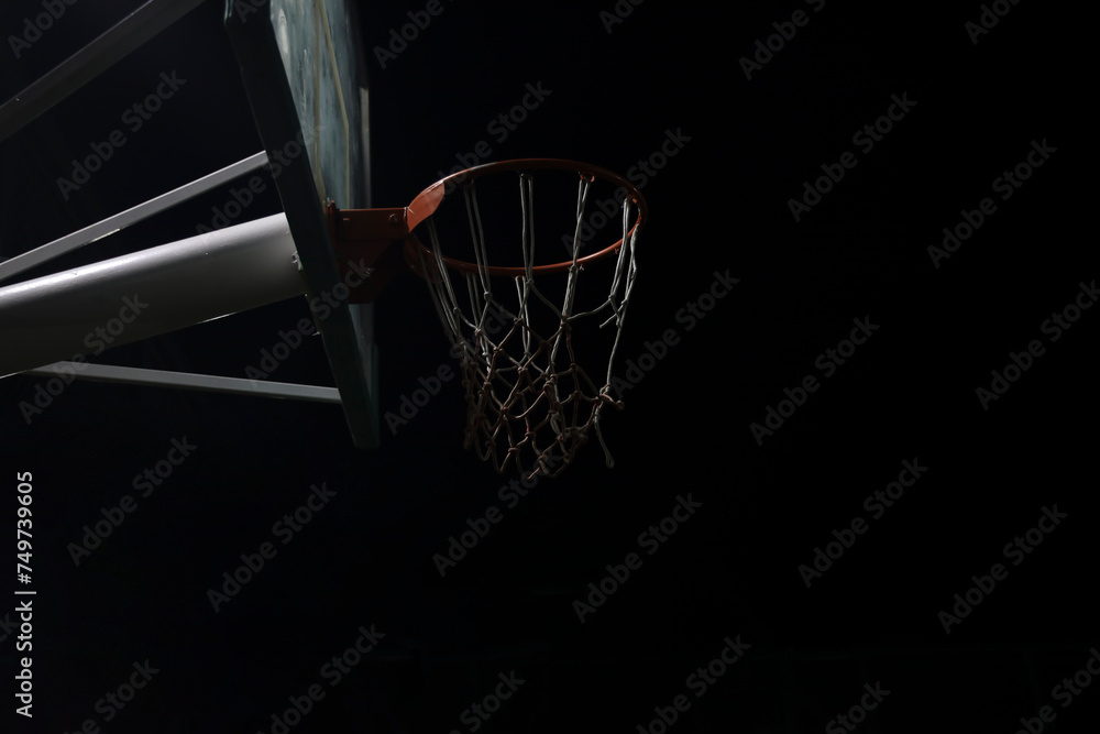 view of the basketball hoop at an empty playground outdoor court at ...