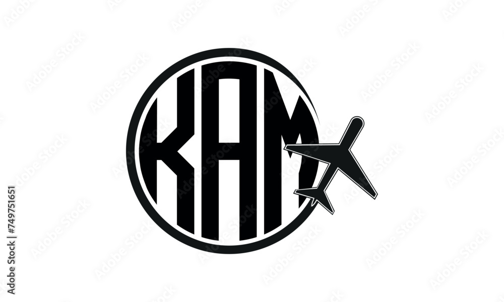 KAM three initial letter circle tour & travel agency logo design vector ...