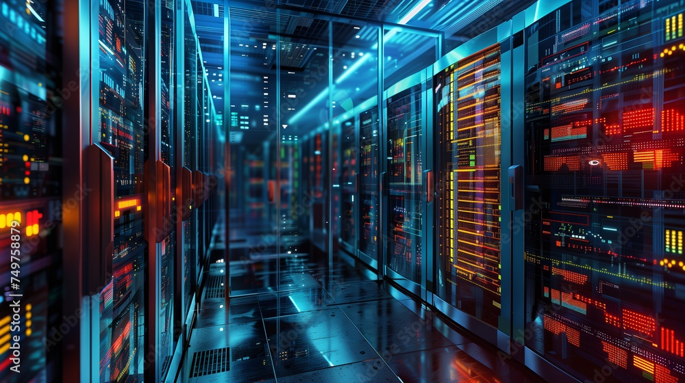 data server of a technology company, cyberspace tech setup cyber ...