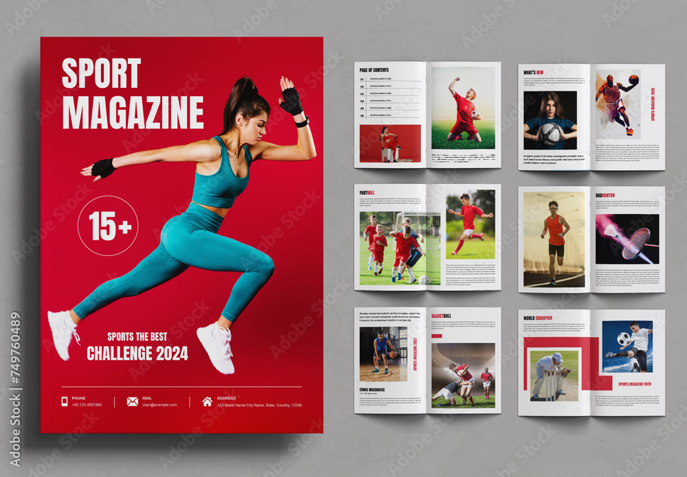 Sports Magazine Template Layout Stock Template | Adobe Stock