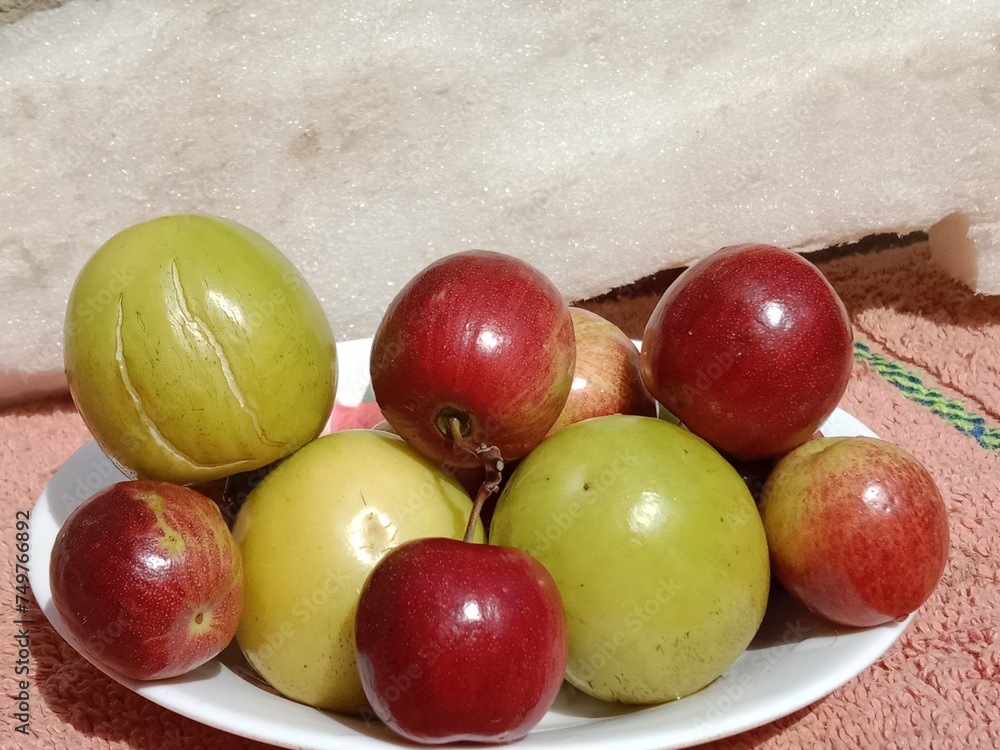 Fruit of the Ziziphus mauritiana, or fruit of Indian jujube,Indian plum ...