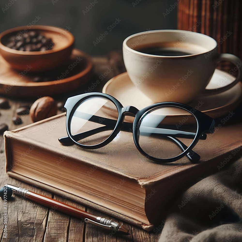 Motivation for Success: Glasses Atop Book Inspires Study, Success, and ...