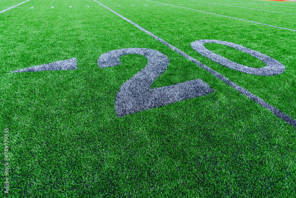 Synthetic turf football 20 yard line and block style numbers in gray ...