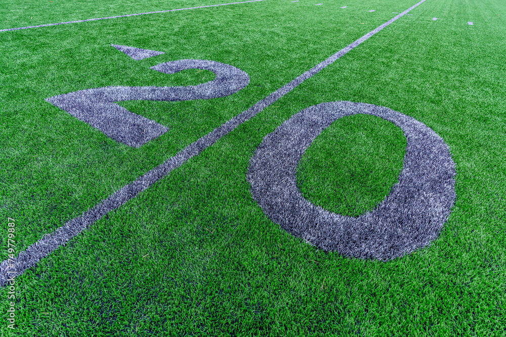 Synthetic turf football 20 yard line and block style numbers in gray ...