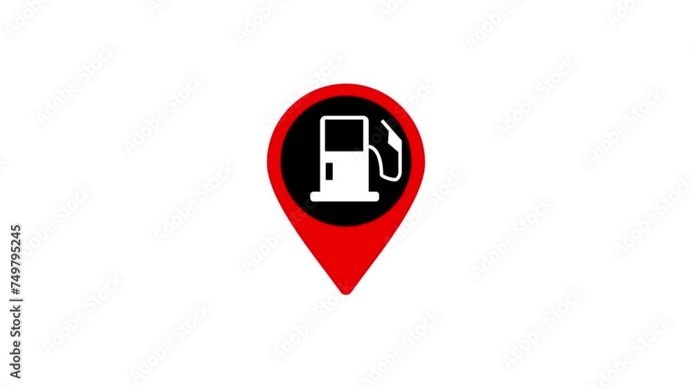 Gas station icon with location. Fuel map pin animation concept.4k ...