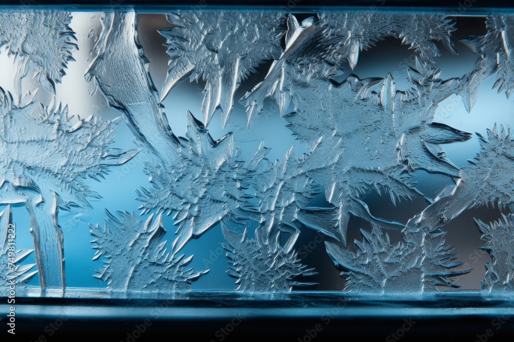 Frosted glass texture with elegant frost patterns from above for design ...
