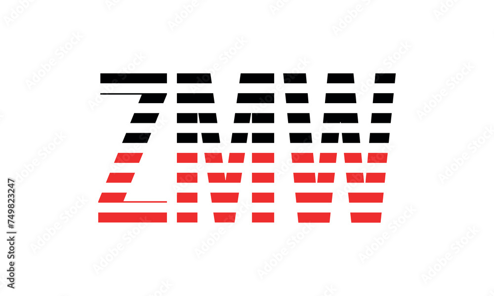 ZMW three initial letter iconic line negative space minimal logo design ...