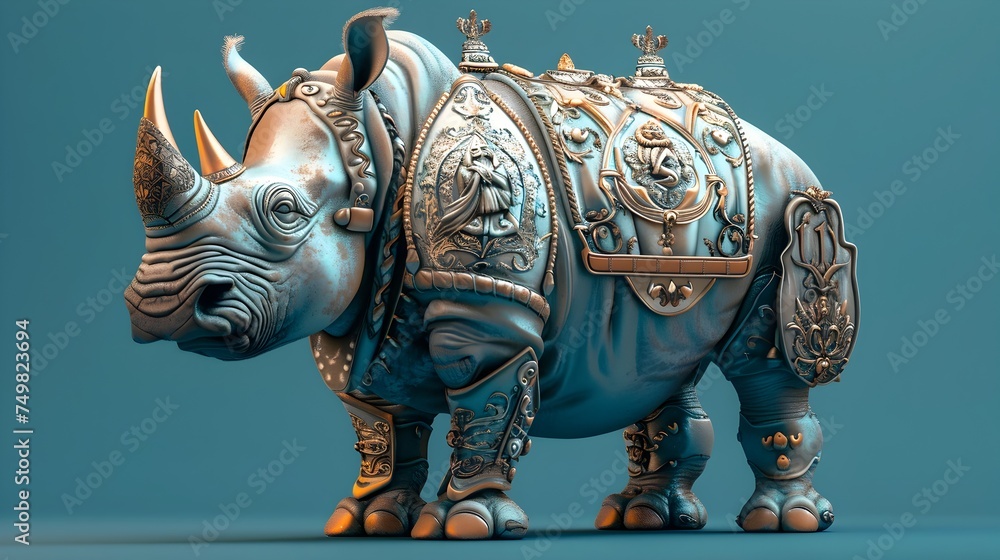 3D Armored Rhino in Medieval Style Stock Illustration | Adobe Stock