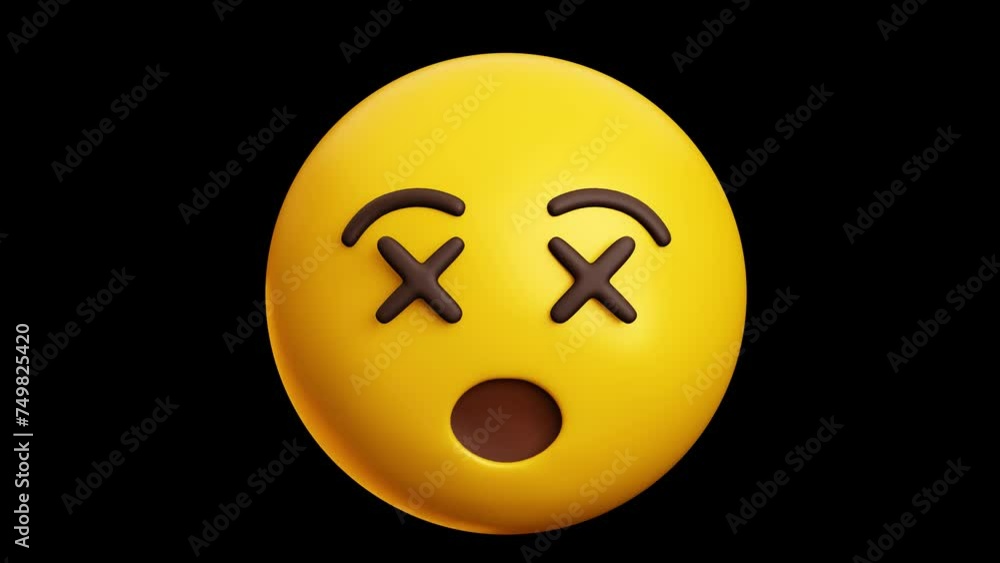 Face with crossed-out eyes .Dead face emoji, 3d emoticon animation ...