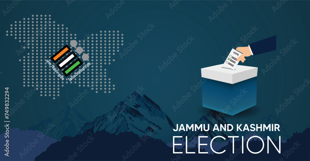 election in indian state jammu and kashmir hand paper vote with ballot ...