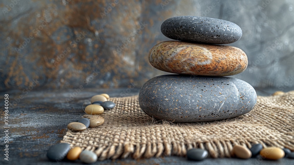 a stack of rocks sitting on top of a burlock of burlock of stones on ...
