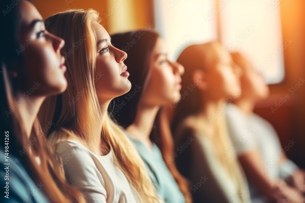 Diverse students group listening to favorite subject college student ...
