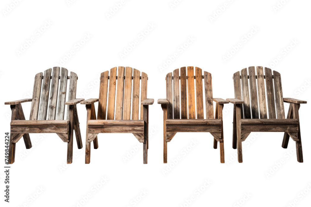 Group of Four Wooden Chairs in a Row. A group of four wooden chairs are ...