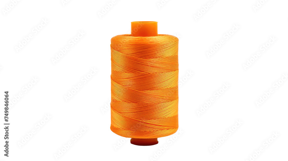 Spool of Thread. A single spool of thread is positioned on a plain ...