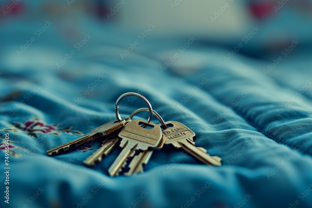 Keys on desk apartment keychain rent hotel room night bread and ...