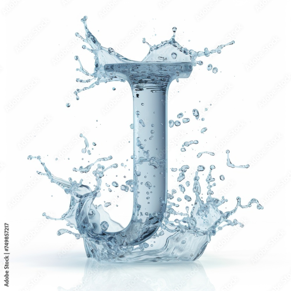 Dynamic image of the letter J formed by splashing water, capturing the ...