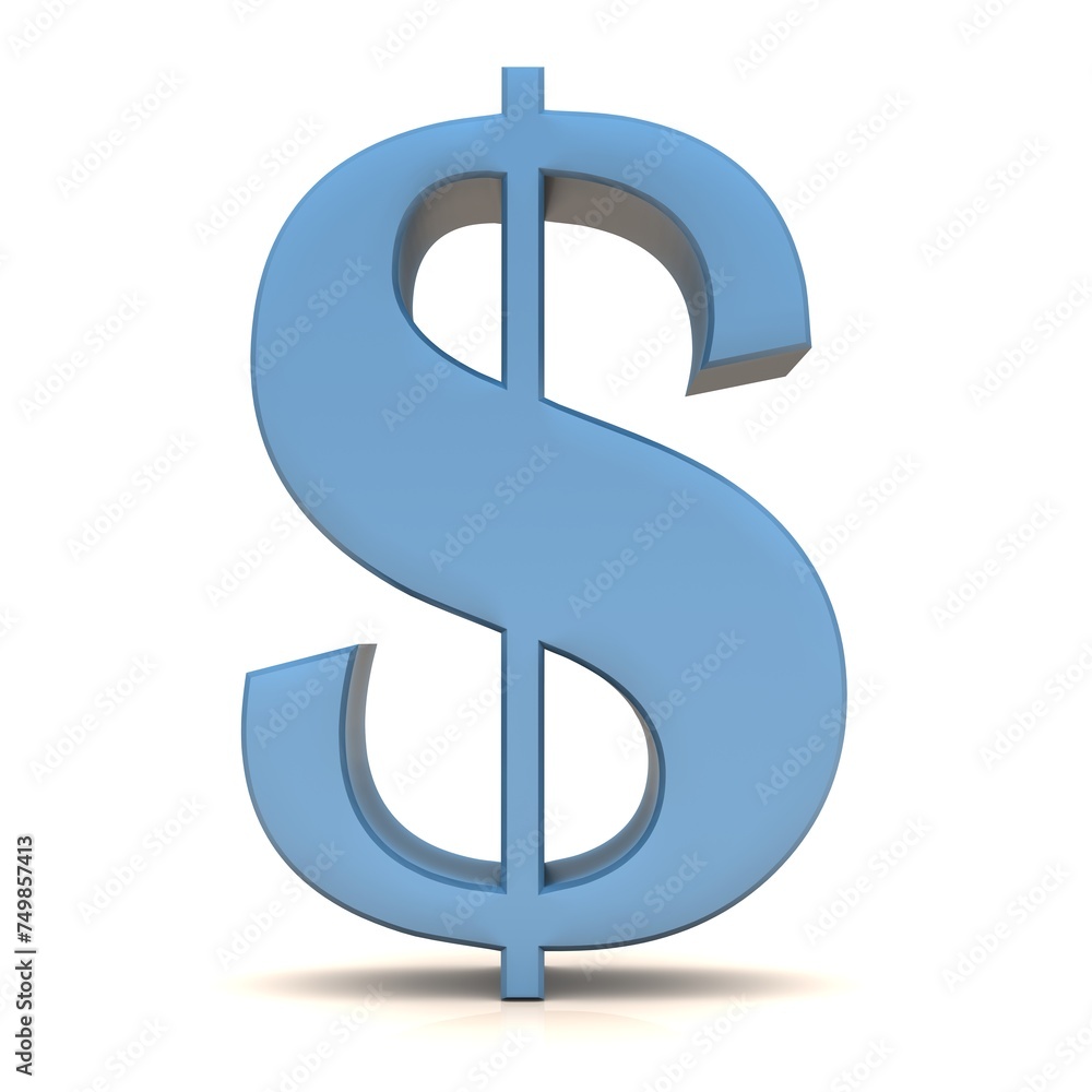 Blue dollar sign us dollar symbol 3d rendering grapic illustartion in ...