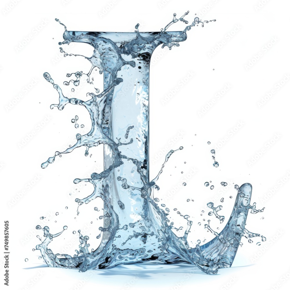 Aqua Font - L. Dynamic splash of water forming the shape of the letter ...