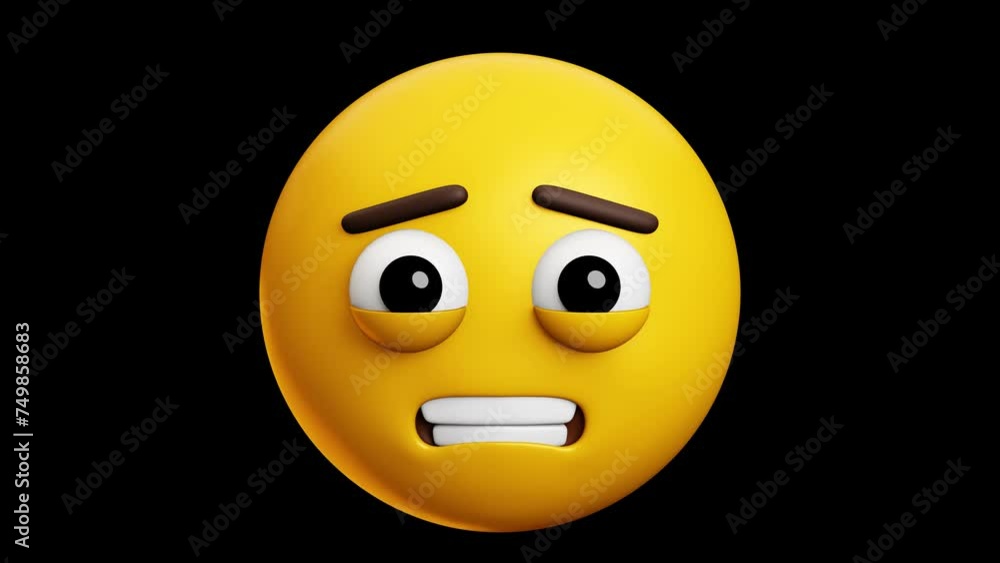 Afraid. nervous face emoji, 3d emoticon animation, Alpha channel ...