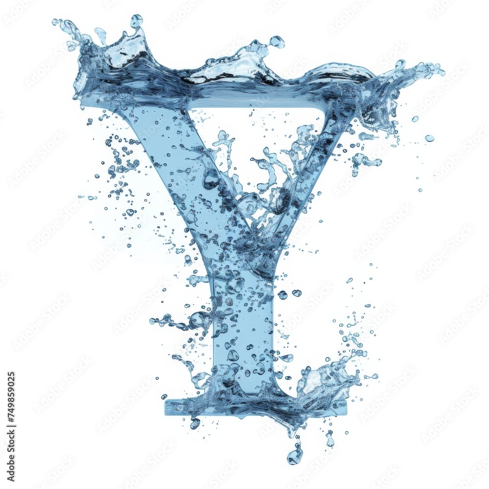 Letter Y. Water splashes alphabet isolated on a white background ...