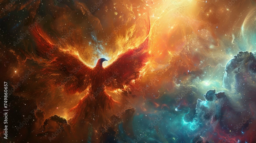 In the ethereal Oort Cloud a gothic phoenix symbolizes the rebirth of ...