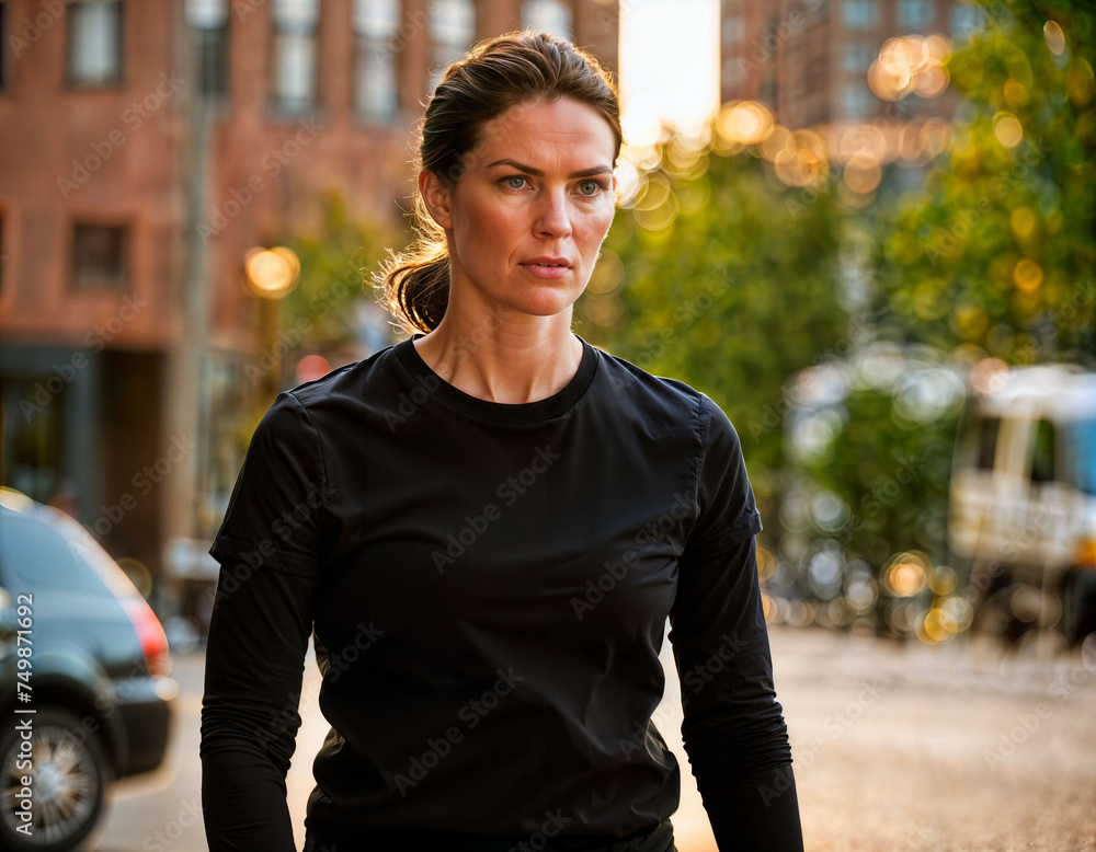photo of beautiful woman as a undercover agent wearing black long ...