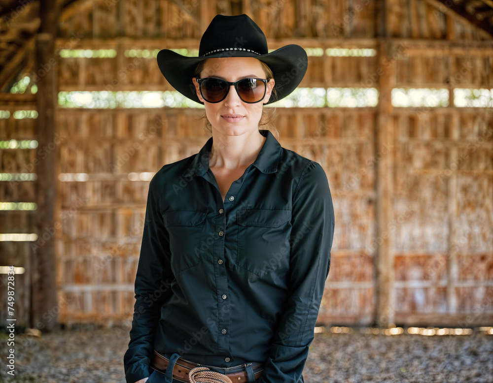photo of beautiful woman as a professional agent wearing black long ...