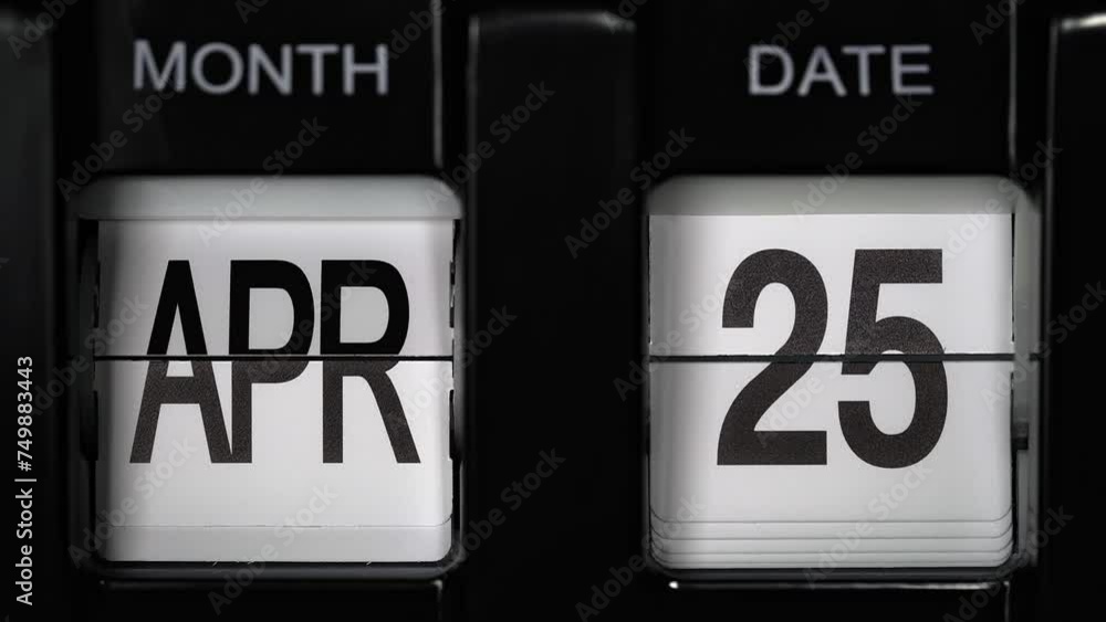 retro flip calendar with a date change from the twenty-fourth of April ...