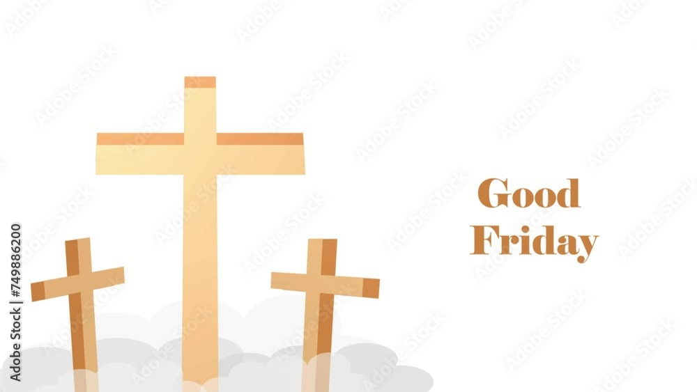 Good friday animated background illustration with three crosses and the ...