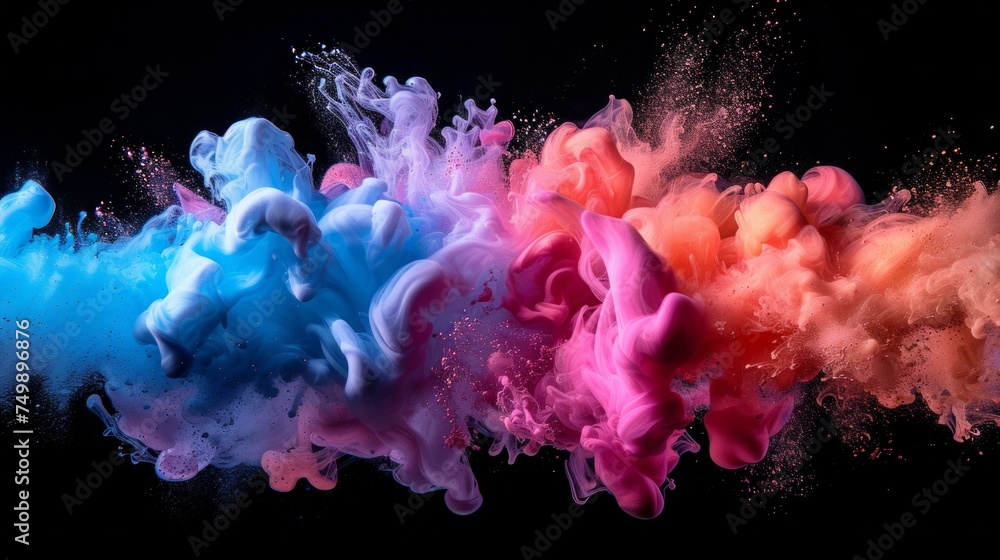 A swirling explosion of colors, depicting the reaction of two chemicals ...