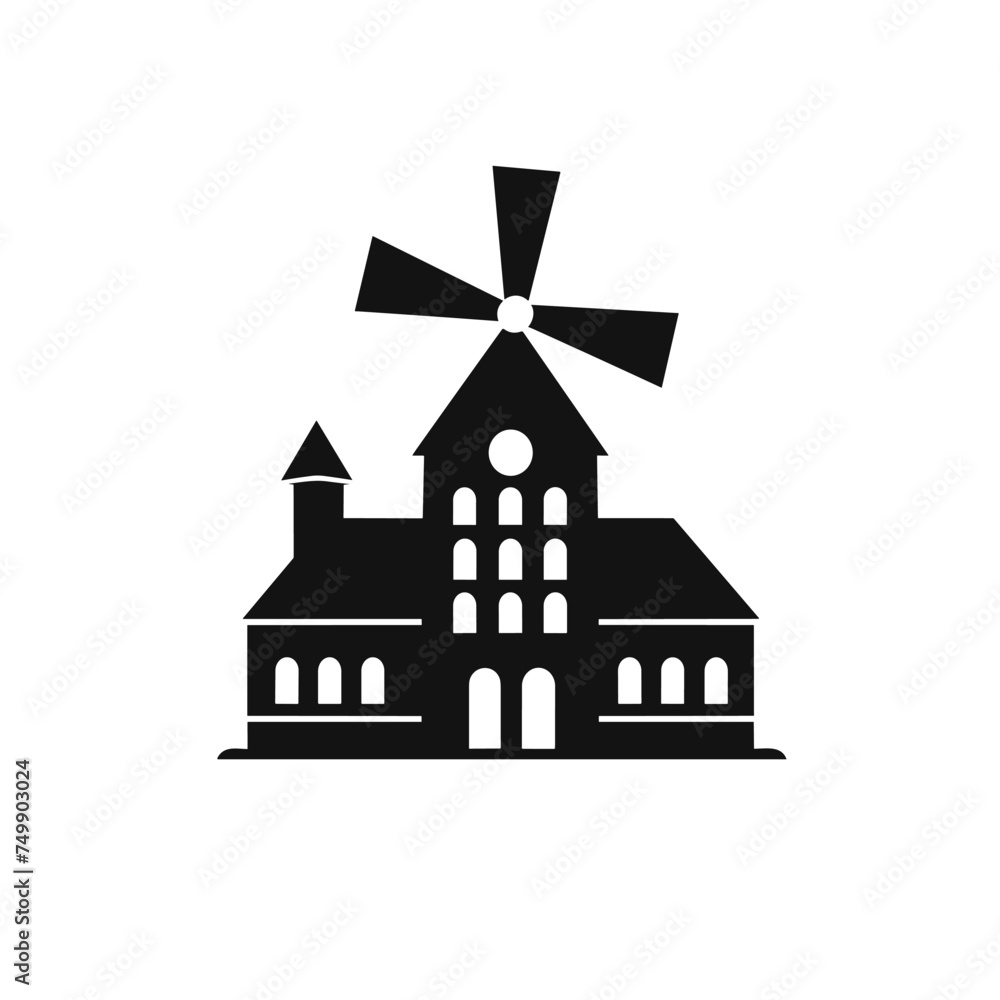 School icon in trendy line style design. School Building Icon In Trendy ...