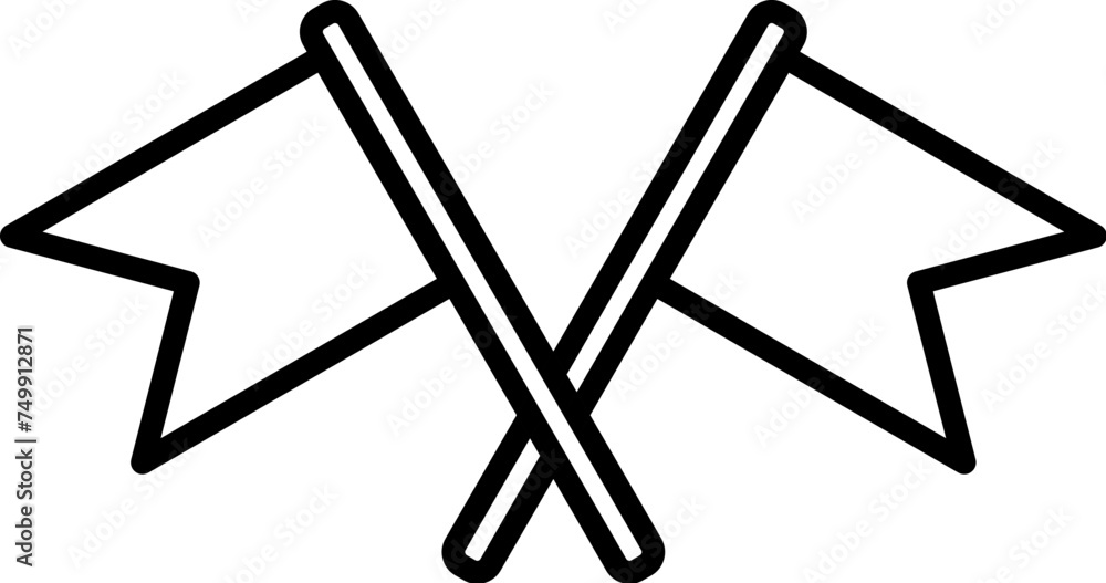 Crossed paper flags, birthday party symbol. Outline of festive paper ...