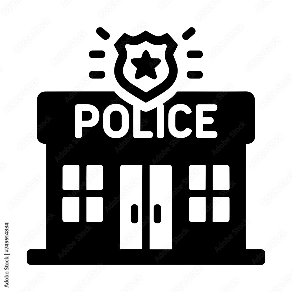 "Police Station Icon: A Symbolic Vector Illustration, Reflecting The ...