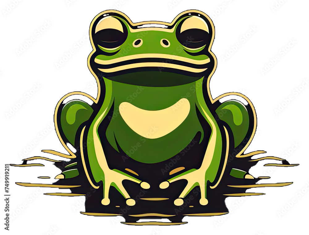 Simple Frog, Outline, Illustration. Isolated on a Transparent ...