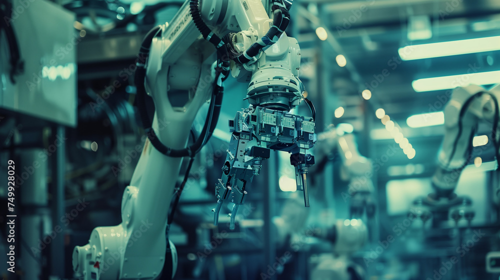 AI Mechanized industry robot and robotic arms for assembly in factory ...