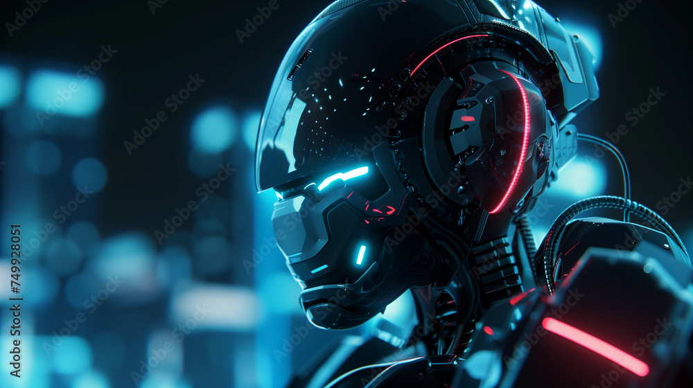 3D Rendering futuristic robot technology development, artificial ...