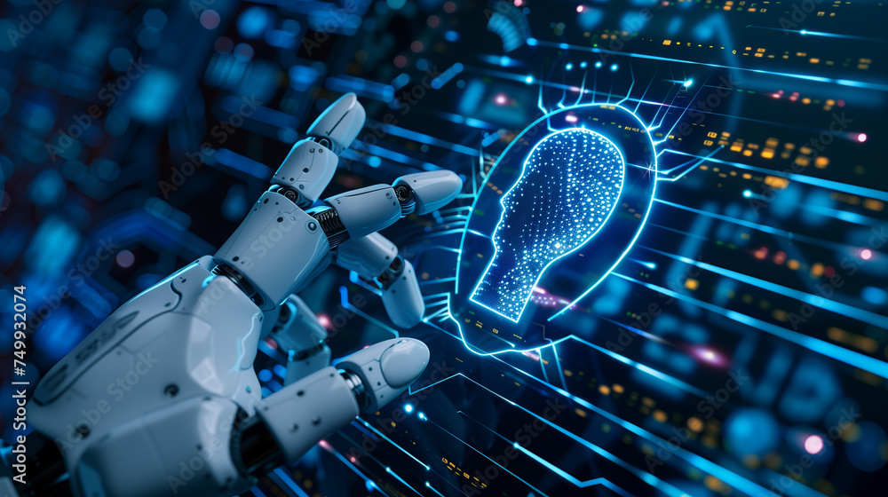 3d illustration AI robot using cyber security to protect information ...