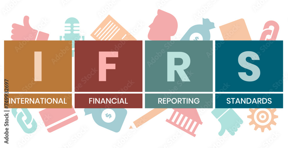 IFRS - International Financial Reporting Standards acronym, business concept background. vector ...