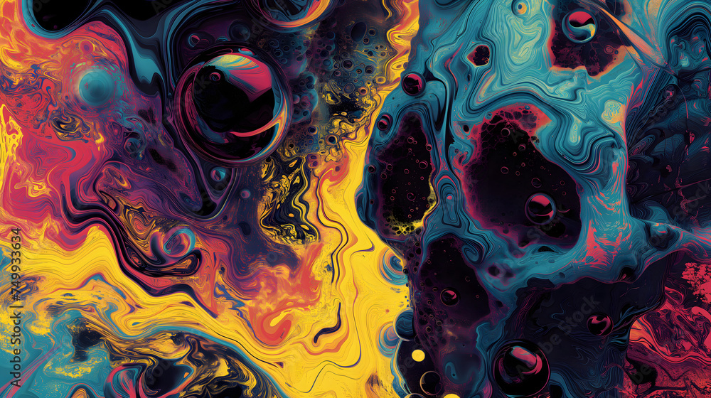 Saturated colorful mad abstract background, random different shapes and ...