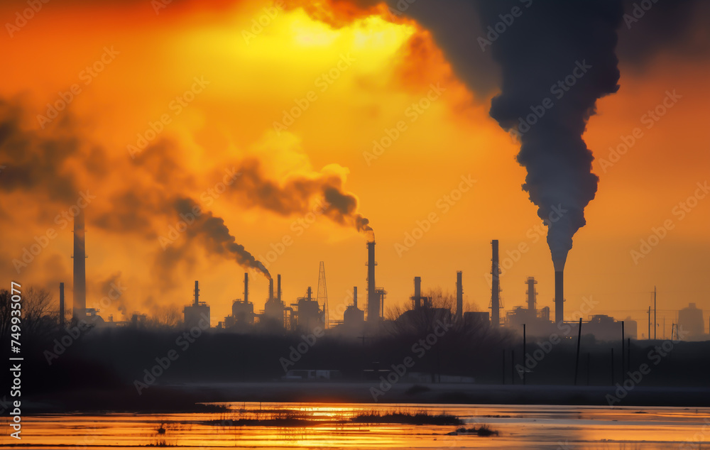 Oil refinery plant. Processing factory. Oil crude and gas refineries ...