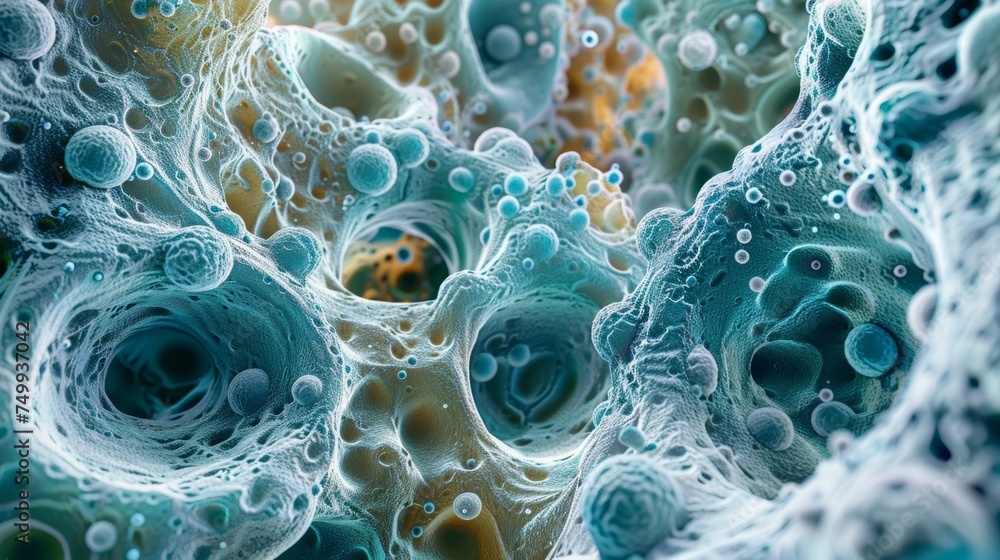 colorful granulosa cell of structure under the electron microscope ...