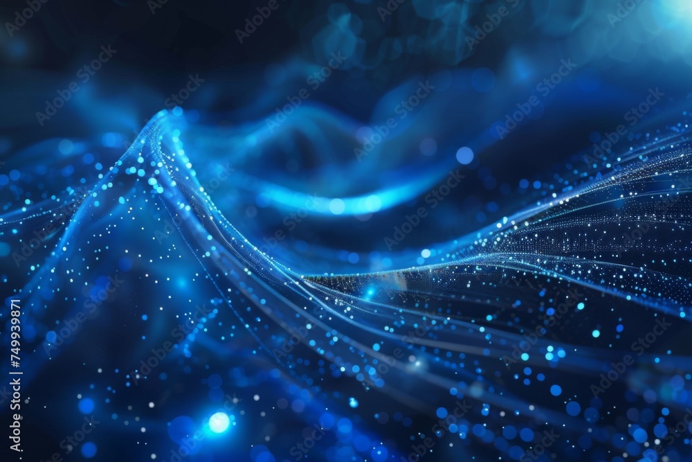 Life Meets Machine: Blue Futuristic Background with Organic Shapes in ...